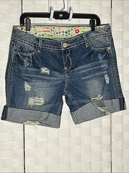Hot Kiss | Shorts | Hot Kiss Distressed Dark Blue Rolledhem Jean Shorts ...